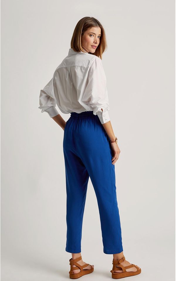Calça Cropped Elástico Lisa Azul Real - Lenny Niemeyer